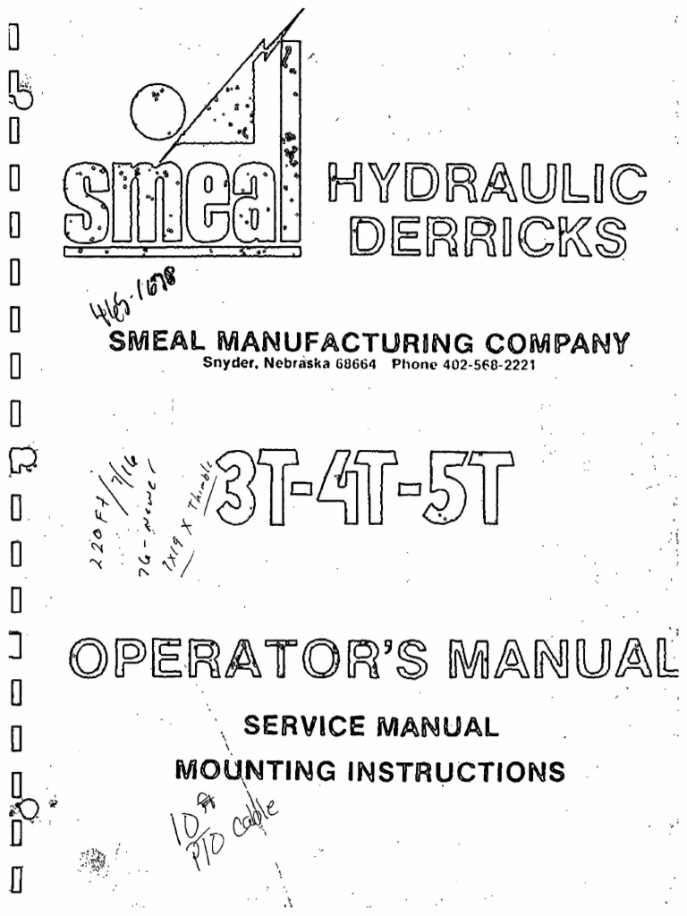 Smeal Hydraulic Derricks 3T-5T Operator's Manual | PDF | Clutch | Manufactured Goods