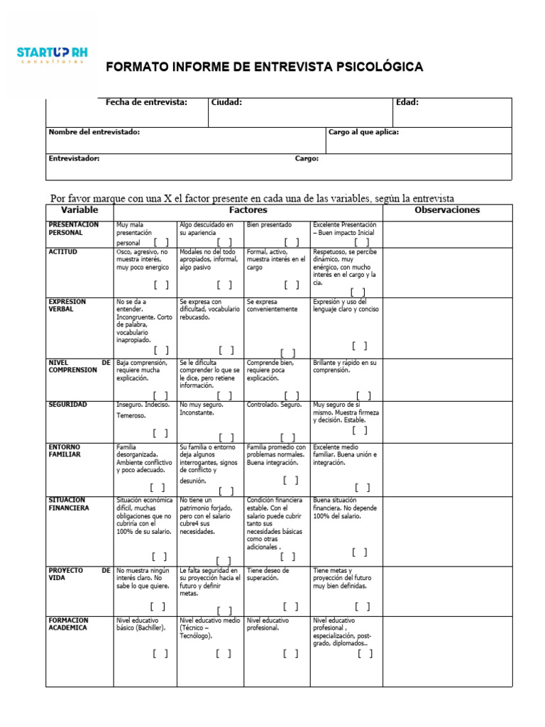 Formato Entrevista Por Competencias V&P | Descargar gratis PDF ...