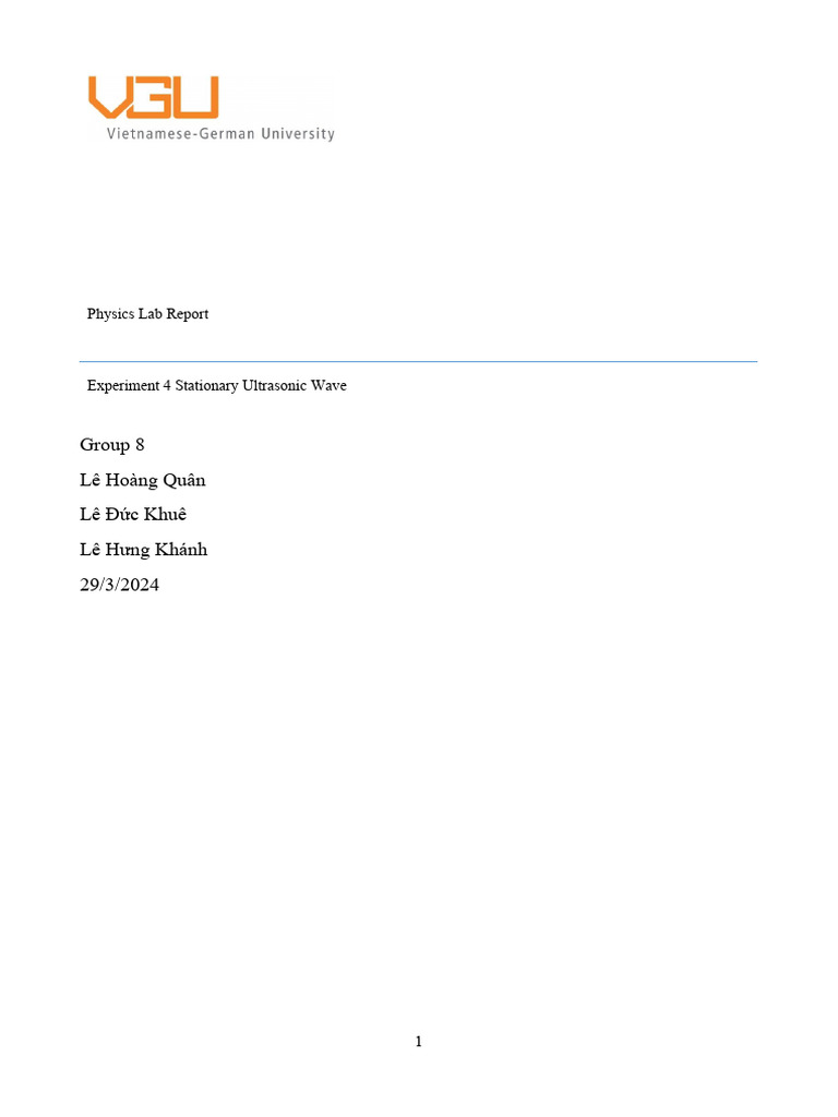 Experiment 4 - Stationary Ultrasonic Waves | PDF | Waves | Wavelength