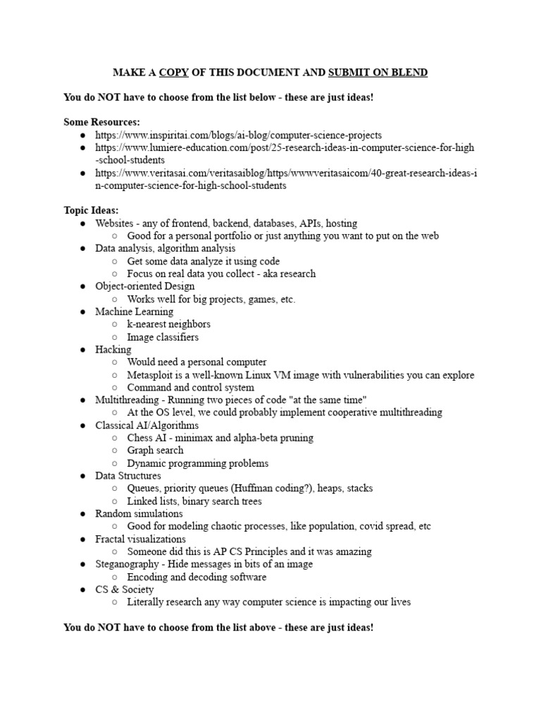 AP CS A - Project Proposal | PDF | Artificial Intelligence ...