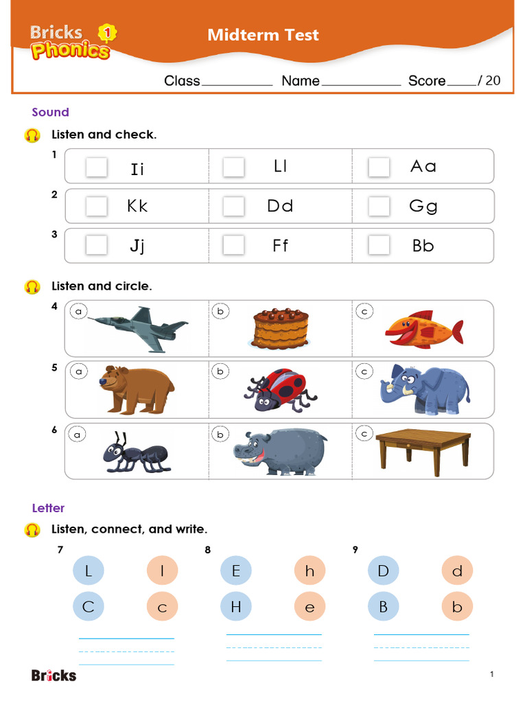 Bricks Phonics L1 Midterm Test | PDF