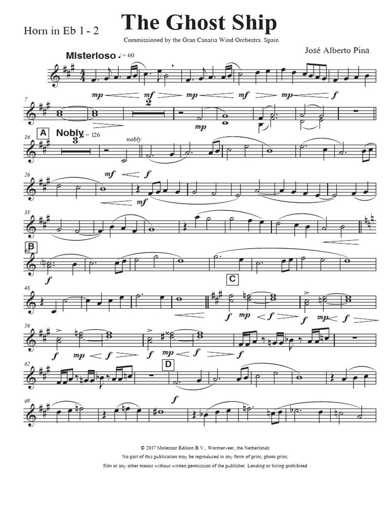 The Ghost Ship - Eb Horn 1 - 2 | PDF | Music Theory | Poetics