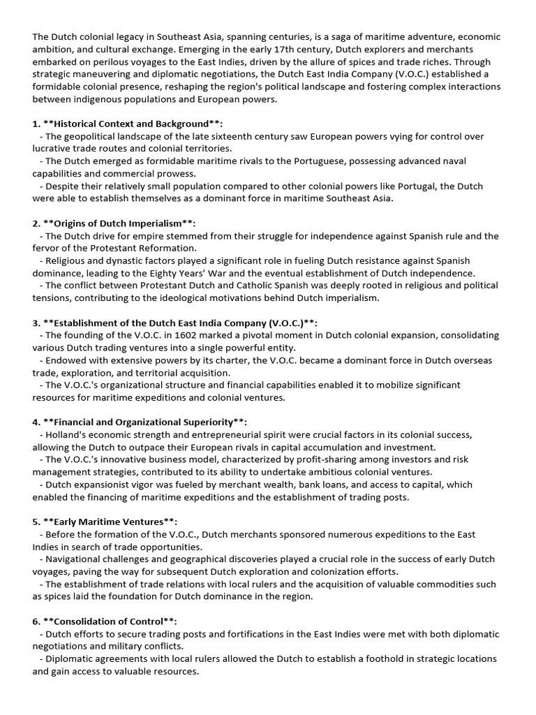 Establishment of Voc | PDF | Colonialism | Trade