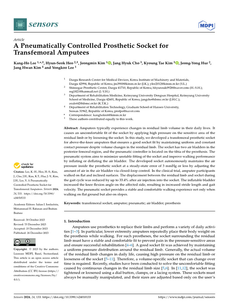A Pneumatically Controlled Prosthetic Socket For Transfemoral Amputees ...
