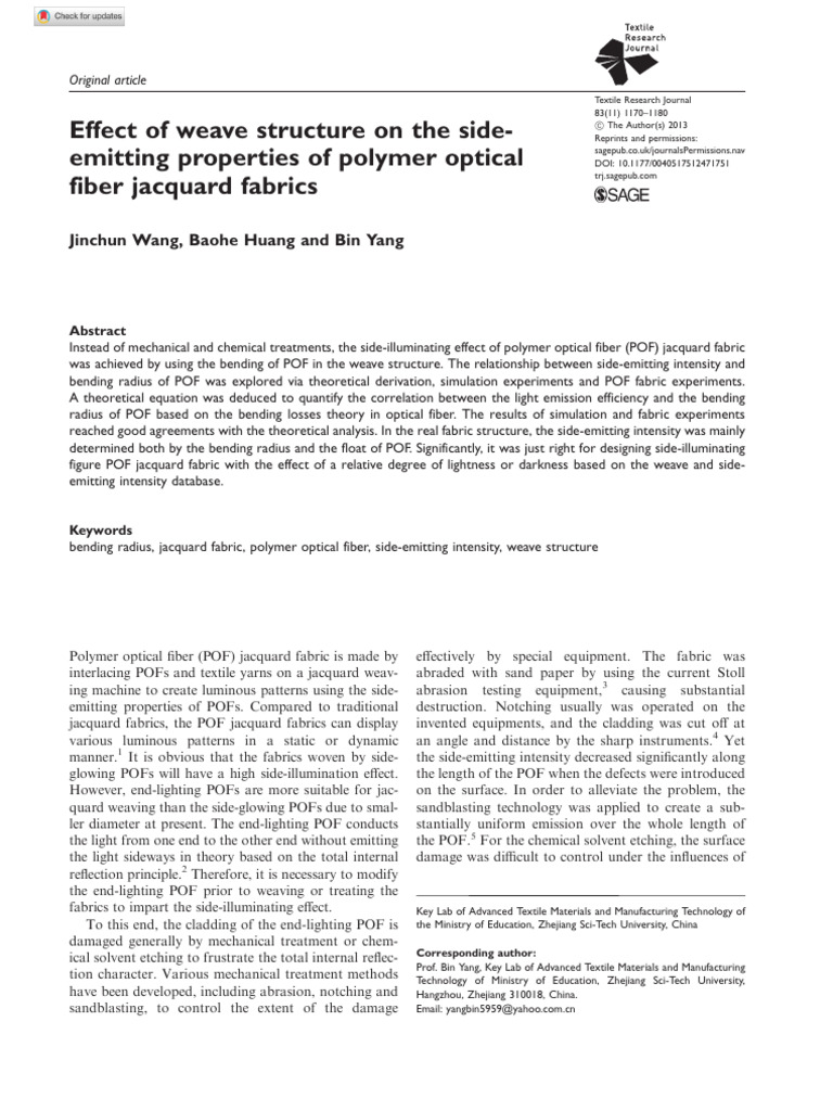 Effect of Weave Structure On The Sideemitting Properties of Polymer ...