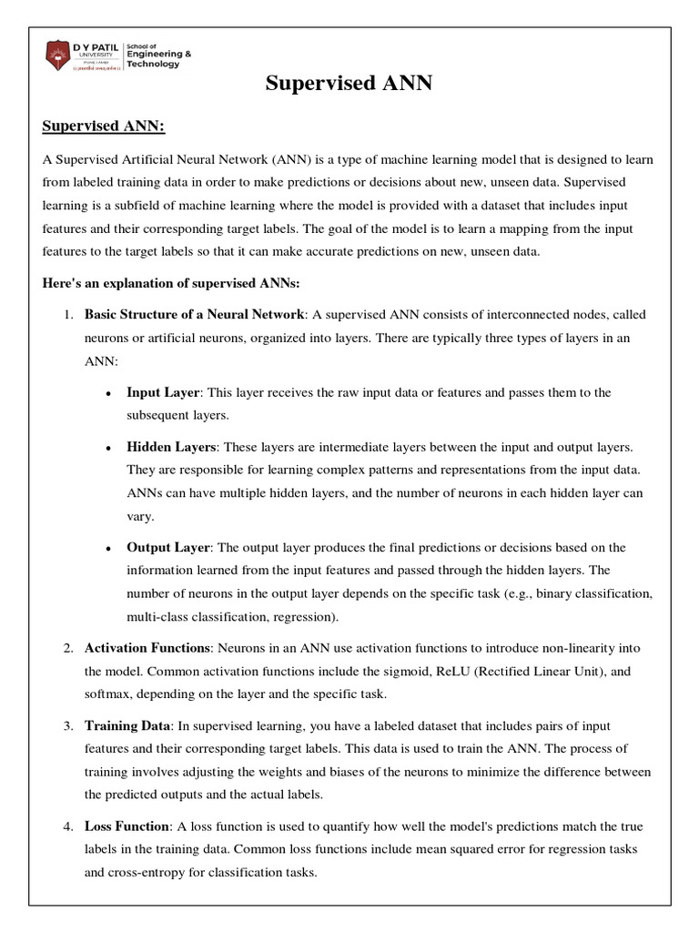 Supervised ANN | PDF | Artificial Neural Network | Machine Learning
