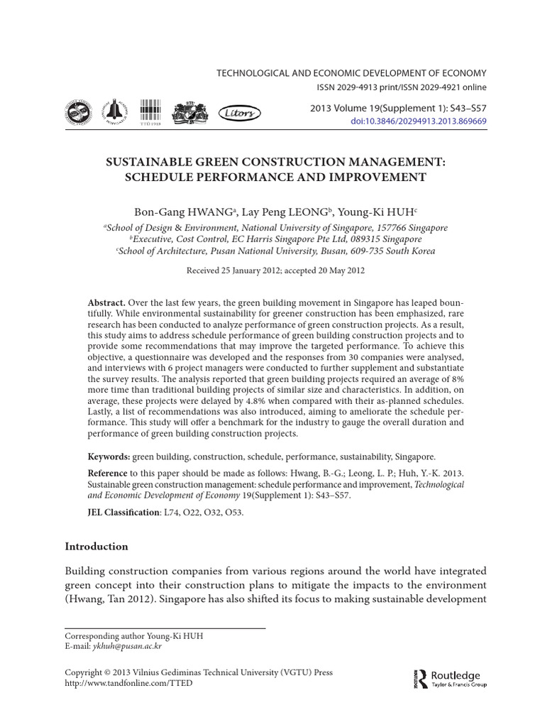 Sustainable Green Construction Management | Download Free PDF | Survey ...