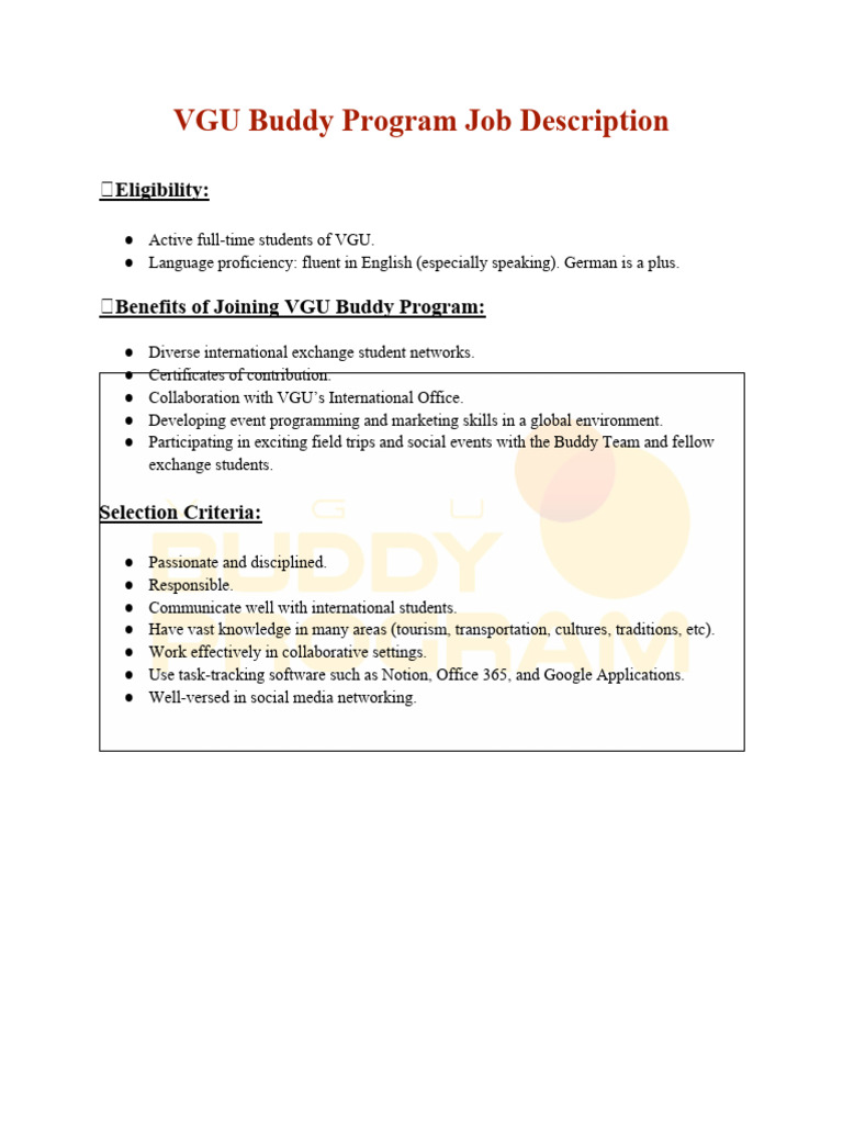 Vgu Buddy Program Join Engage Pdf Editing Social Media