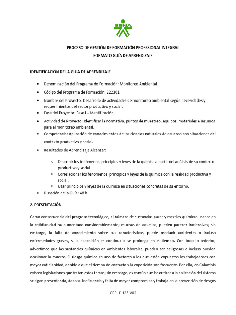 Guia de Aprendizaje APLICACIÓN DE CONOCIMIENTOS DE LAS CIENC | PDF | Agua | Química