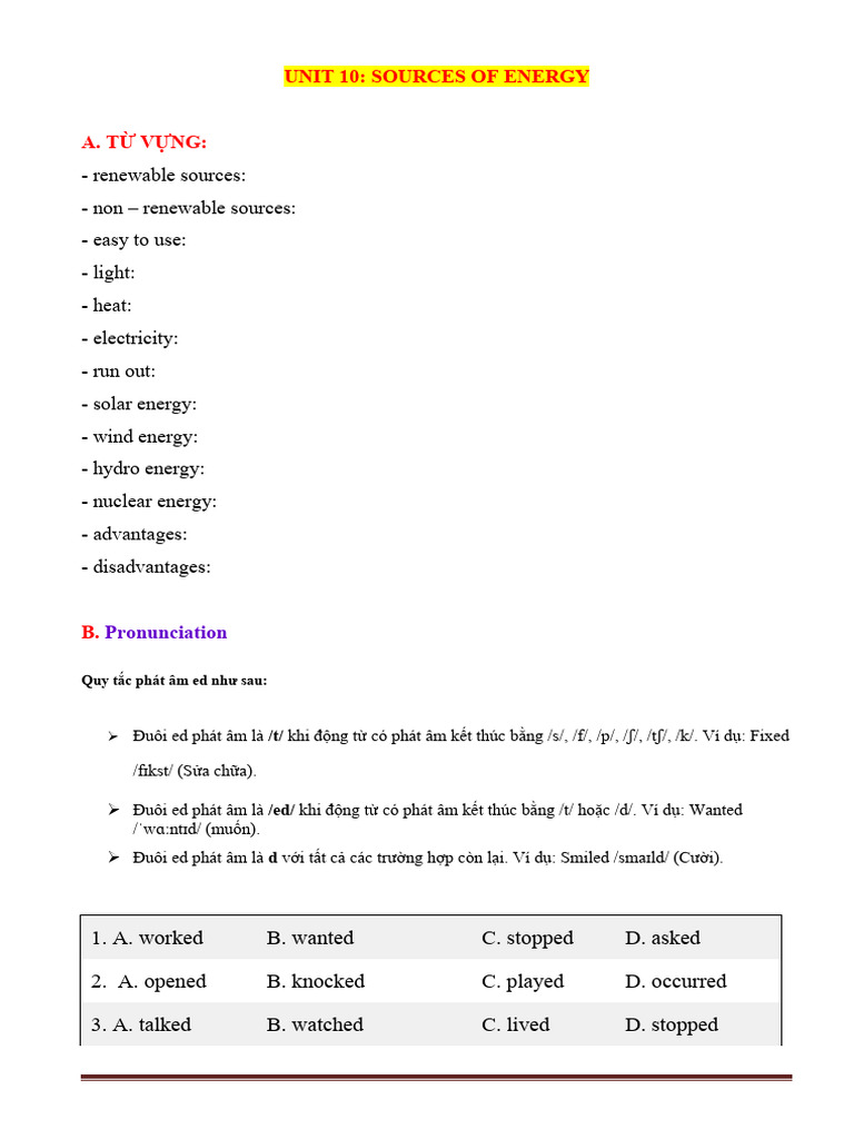 BTTHCS TA7 Unit 10 | PDF