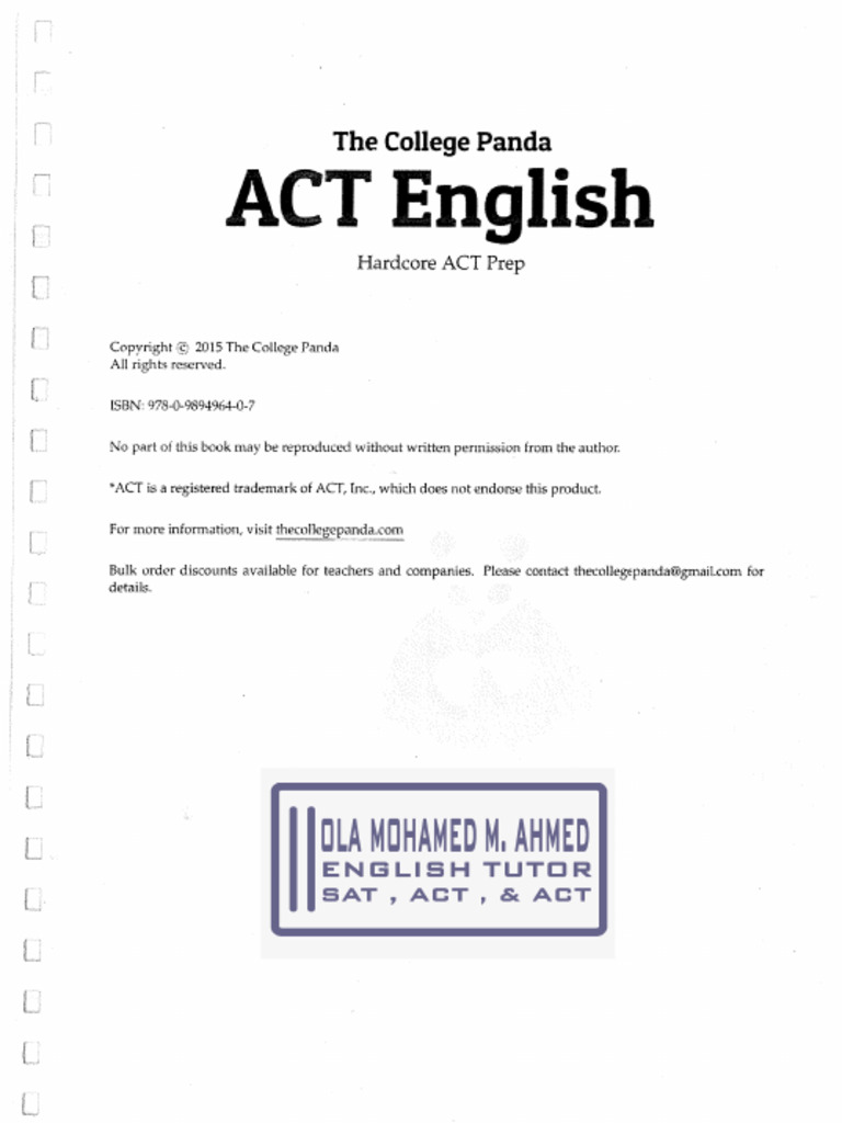 Ola's ACT English Panda | PDF