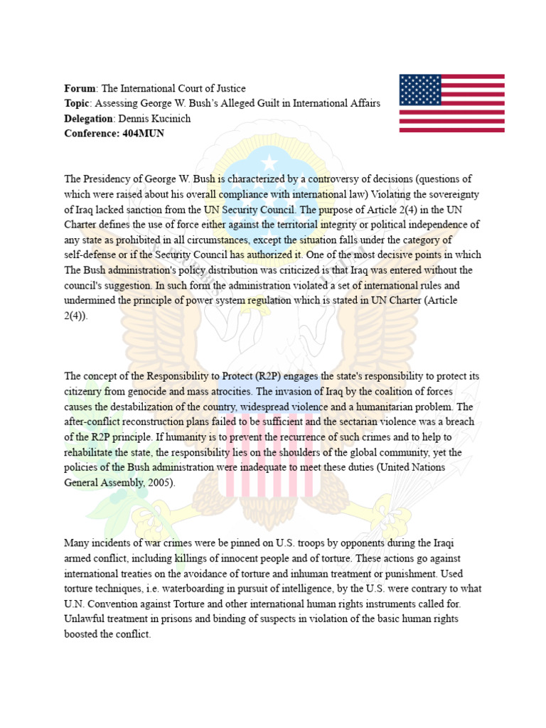 Bush's Alleged War Crimes Analysis | PDF | Responsibility To Protect ...