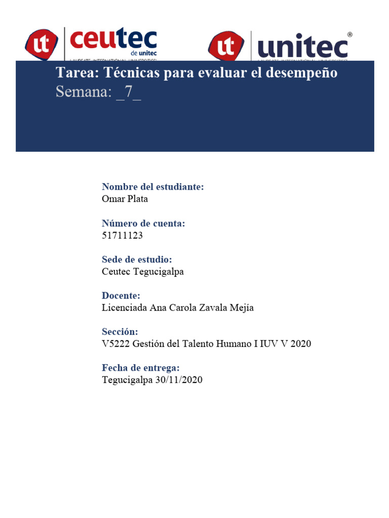 Plata Tarea S.7.1 | PDF | Evaluación | Business
