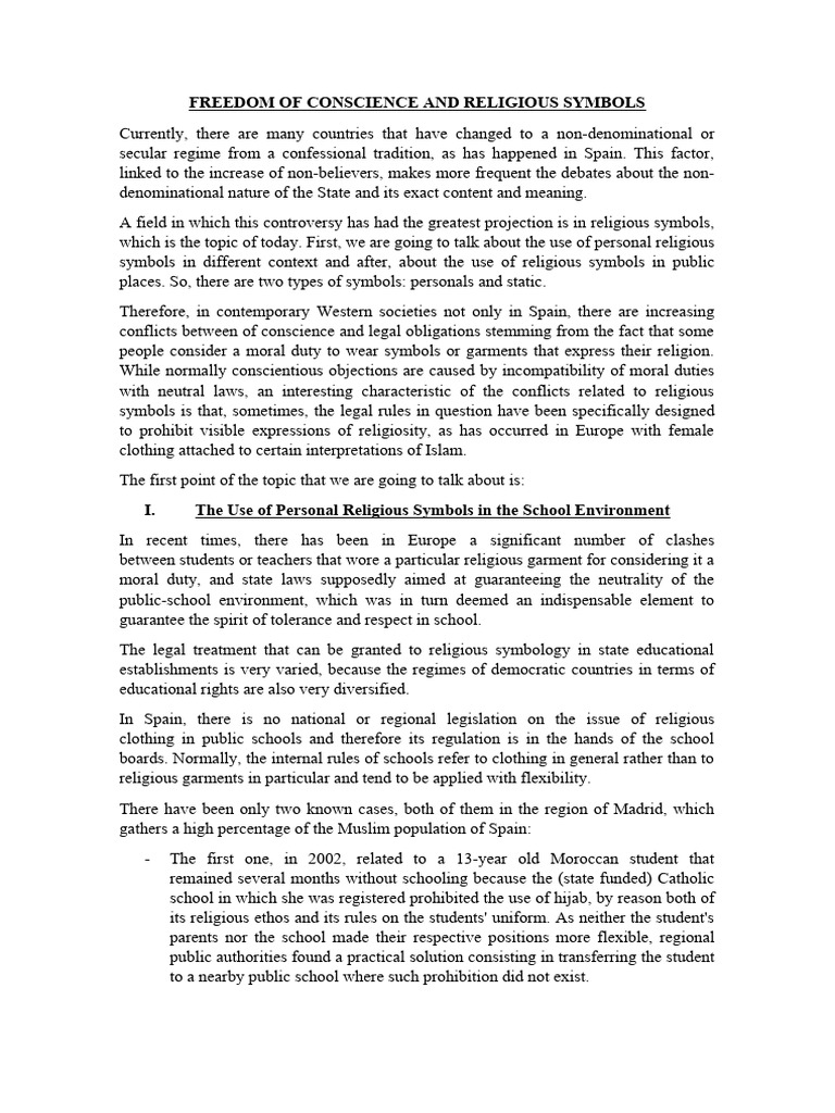 Freedom of Conscience and Religious Symbols | PDF | Hijab | Justice