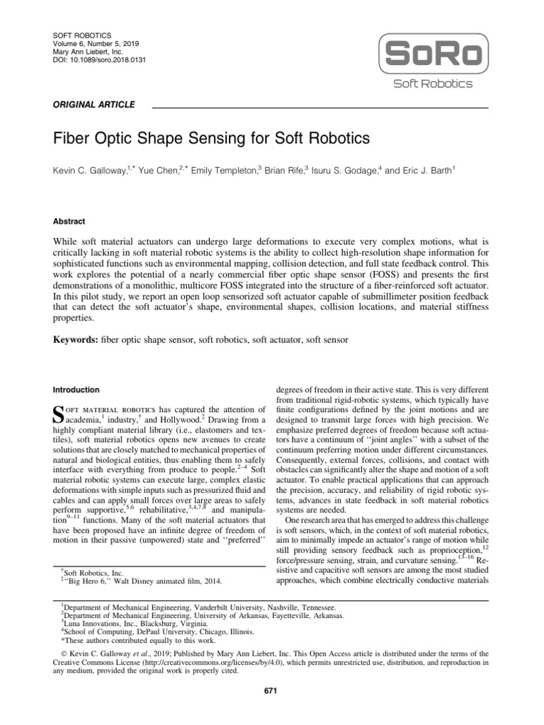 Fiber Optic Shape Sensing For Soft Robotics 2019 | PDF | Optical Fiber ...