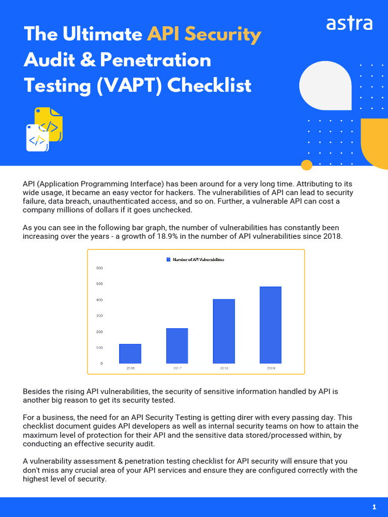 The Ultimate API Security Audit & VAPT Checklist | Download Free PDF | Security Technology ...