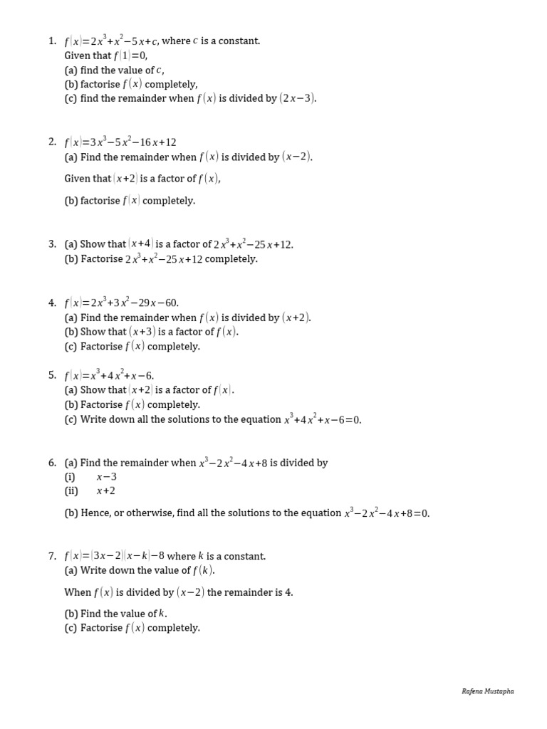Add Math Question Bank | PDF | Factorization | Quadratic Equation