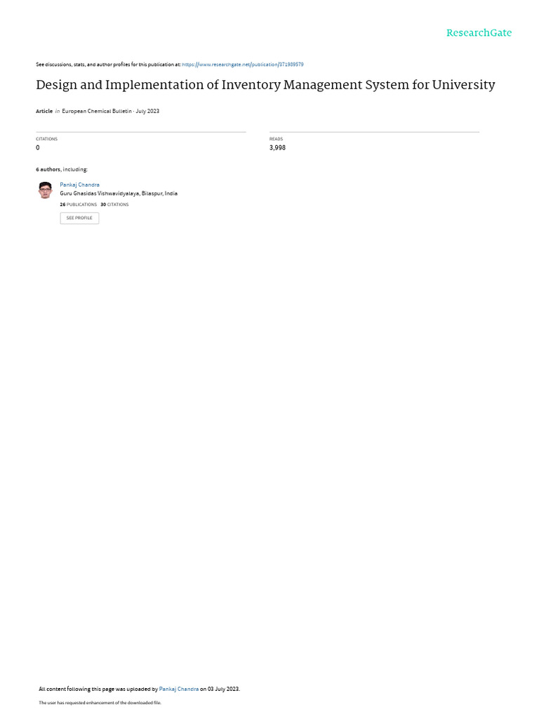 Design and Implementation of Inventory Management System For University | PDF | Databases ...