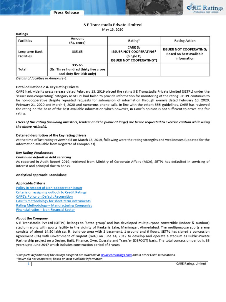 CARE Ratings 2020 | PDF | Credit Rating Agency | Financial Services