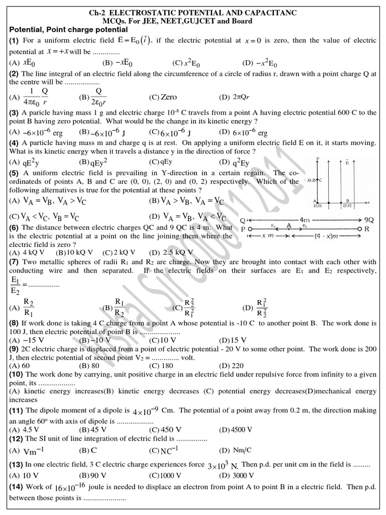 CH 2 Mcqs | Download Free PDF | Electronvolt | Electric Field