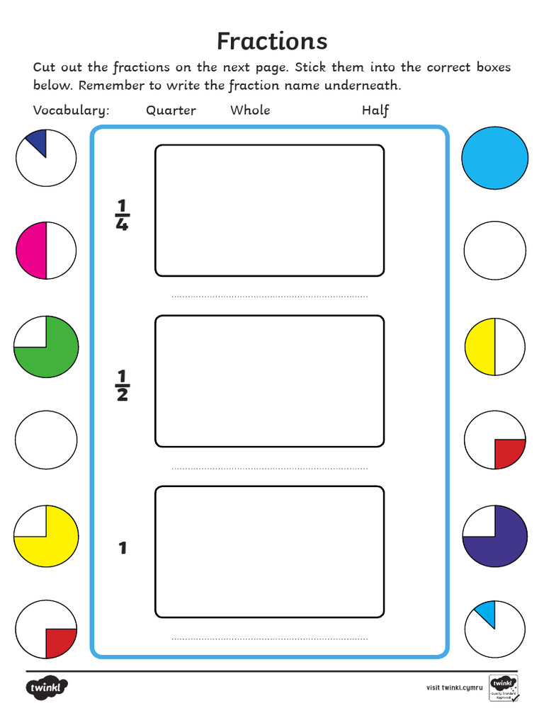 Cut and Paste Worksheet Fractions | PDF