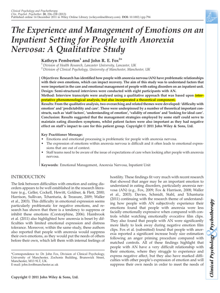 IPA - Management of Emotions | PDF | Emotions | Eating Disorder