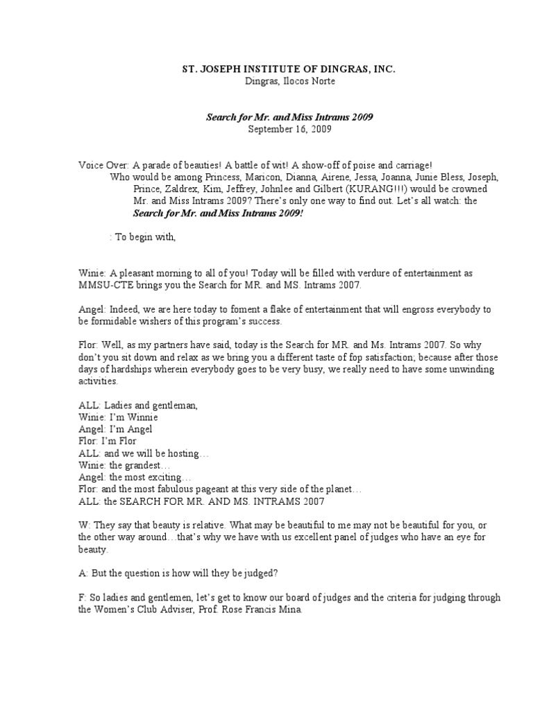 Emcee Script For Nutrition Month Program - intensivebites