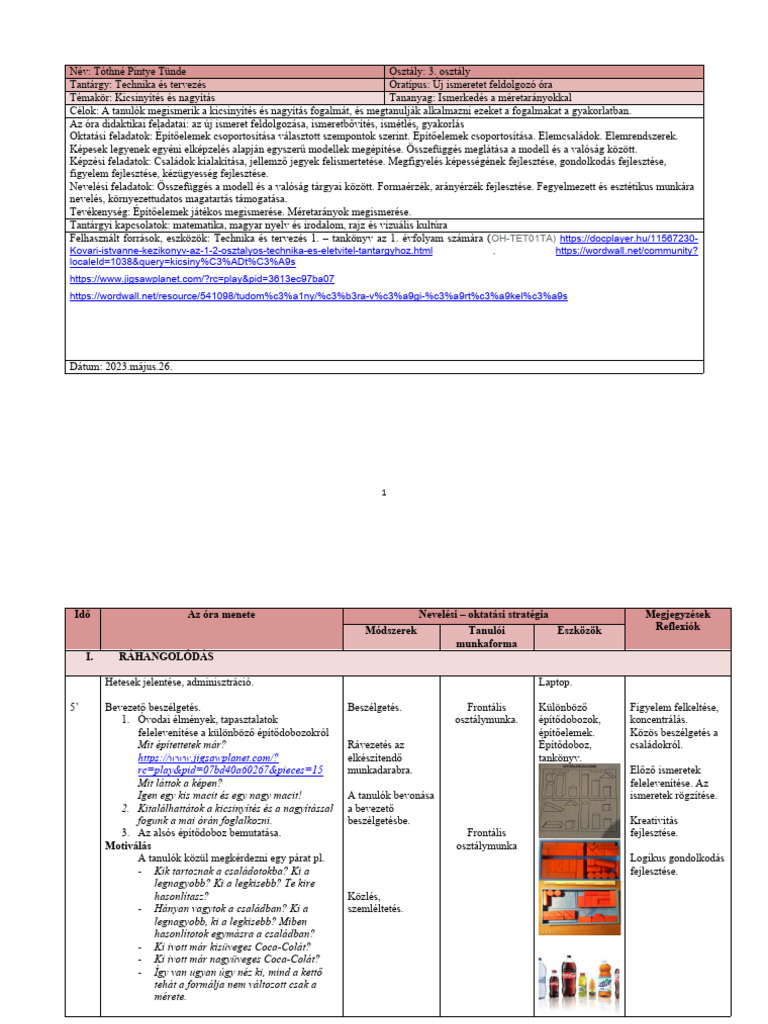 Technika 3.o.kicsinyítés És Nagyítás | PDF