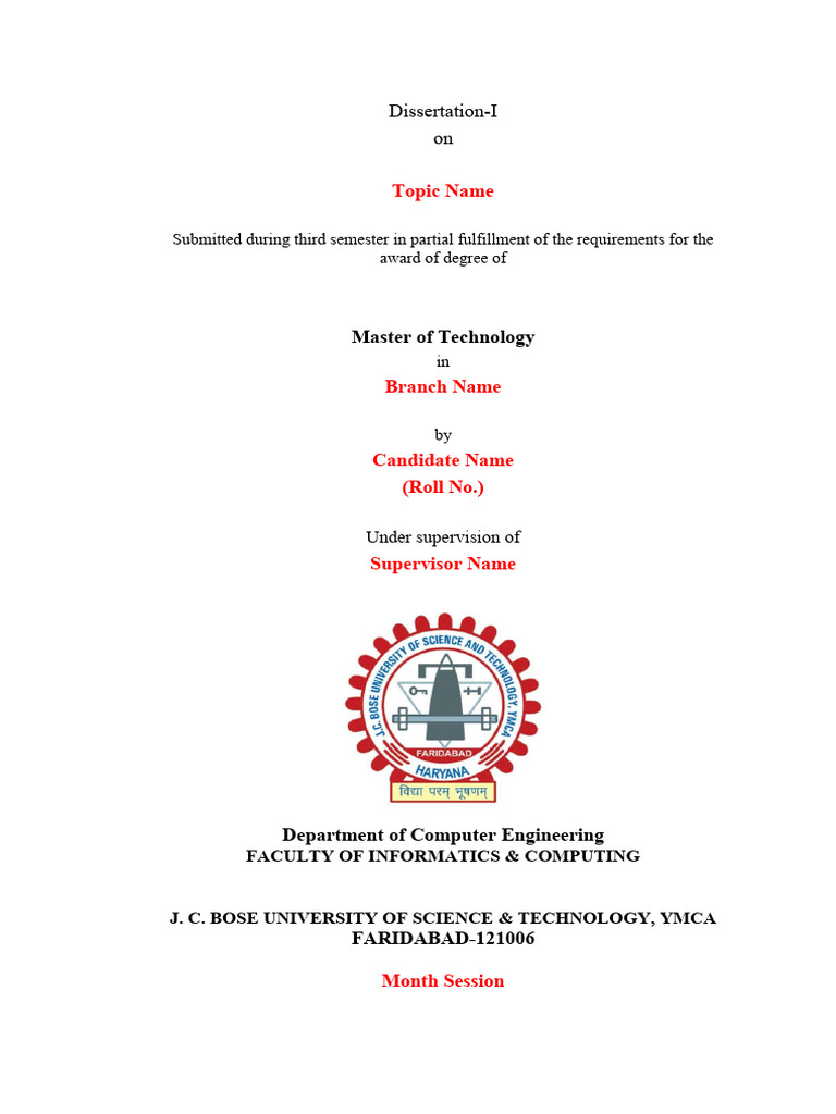 MTech Front Pages Sample | PDF | Thesis | Science