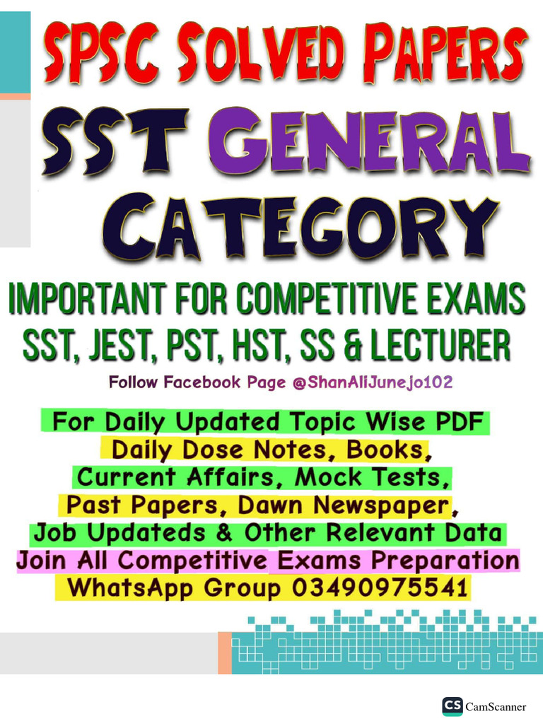 SPSC SST BPS 16 All Original Solved Papers by Shan Ali Junejo | PDF