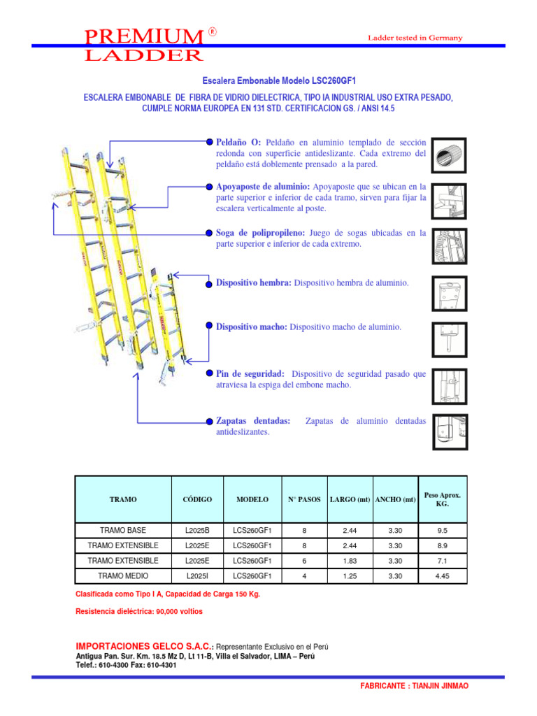 Ficha Técnica - Escalera Embonable | PDF