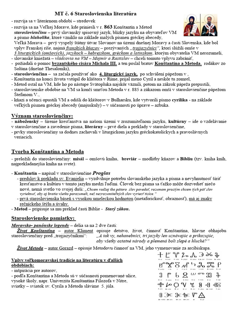 MT - 6 - Staroslovienska Literatura | PDF