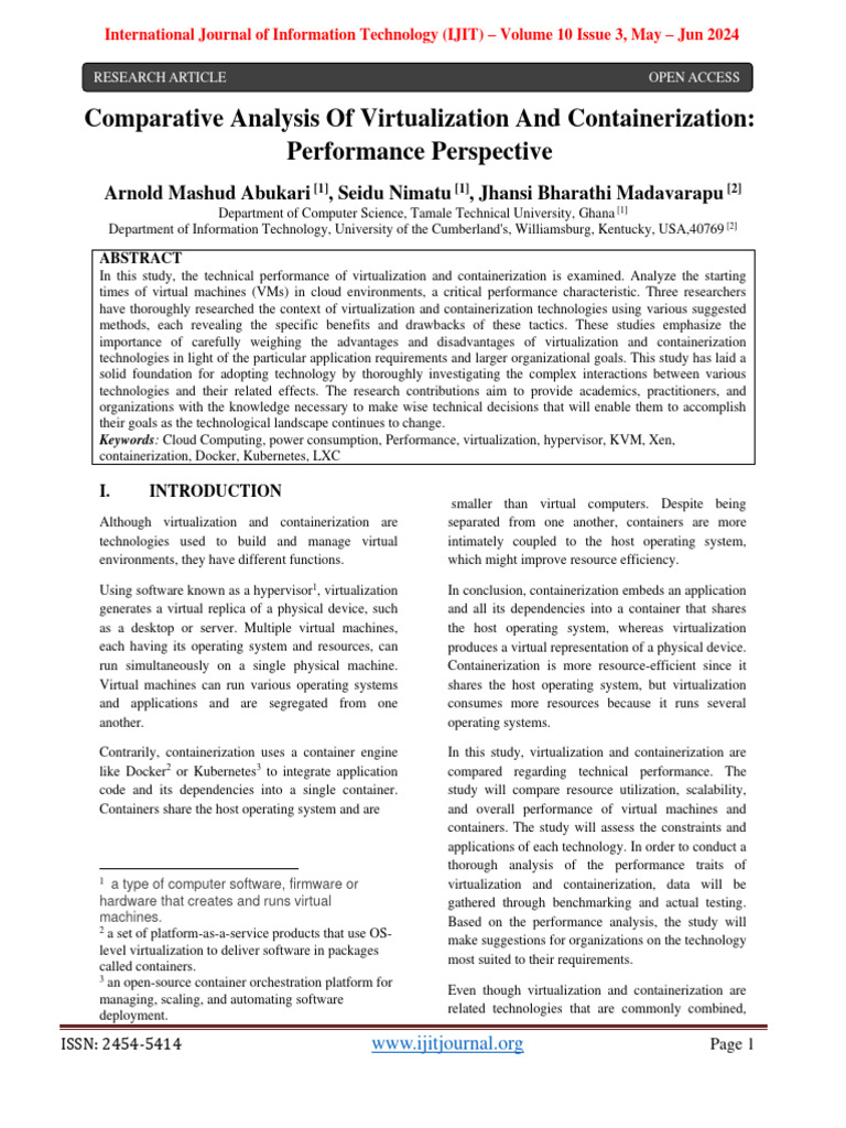 Virtualization vs. Containerization Performance | PDF | Virtualization ...