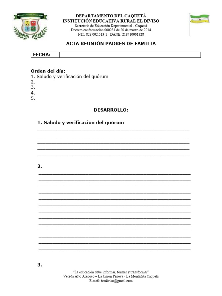 Acta Reunión Padres Instituto El Diviso | PDF | Finanzas y dinero