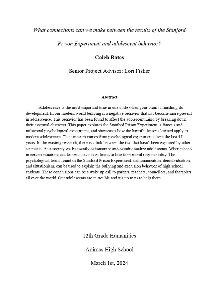 Caleb Bates - Senior Thesis Revised Draft | PDF | Identity (Social ...