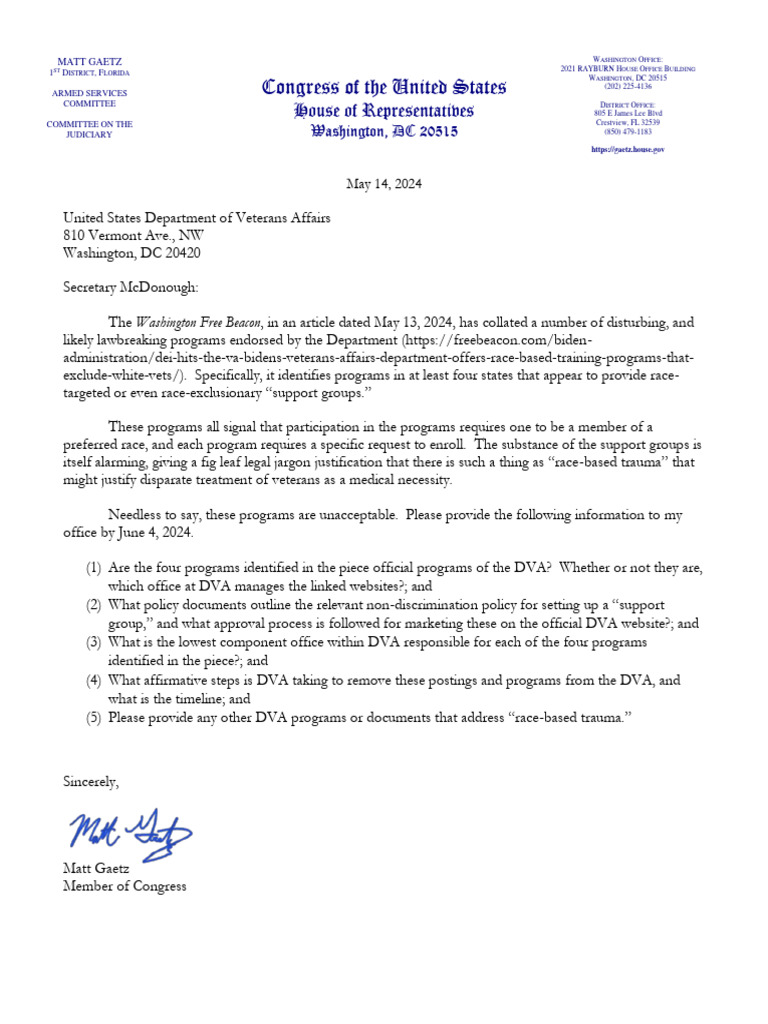 (DAILY CALLER OBTAINED) - Dva Dei Letter | PDF | United States ...
