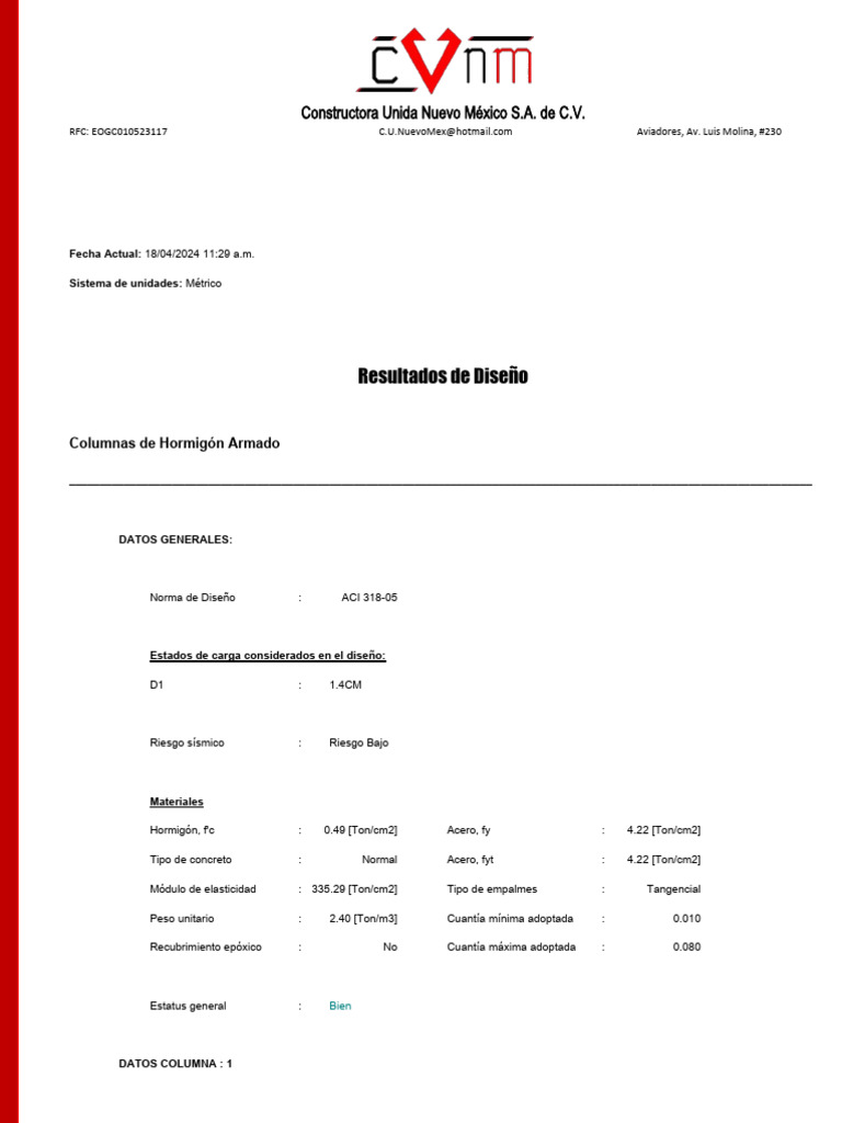 Calc. Marco Eje 1 y 4 | PDF | Elementos arquitectónicos | Física Aplicada e Interdisciplinaria