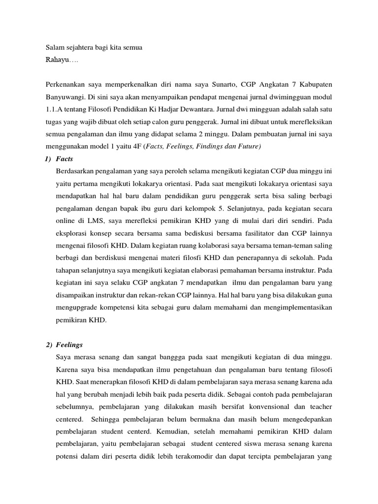 REFLEKSI 4F (Facts, Feelings, Findings Dan Future) 1.1 | PDF