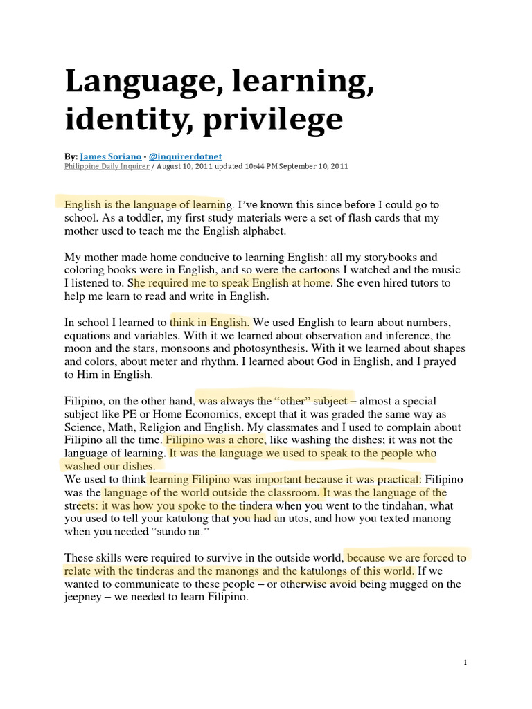Soriano,+James+Michael +2011 +Language,+Learning,+Identity,+Privilege-1 ...