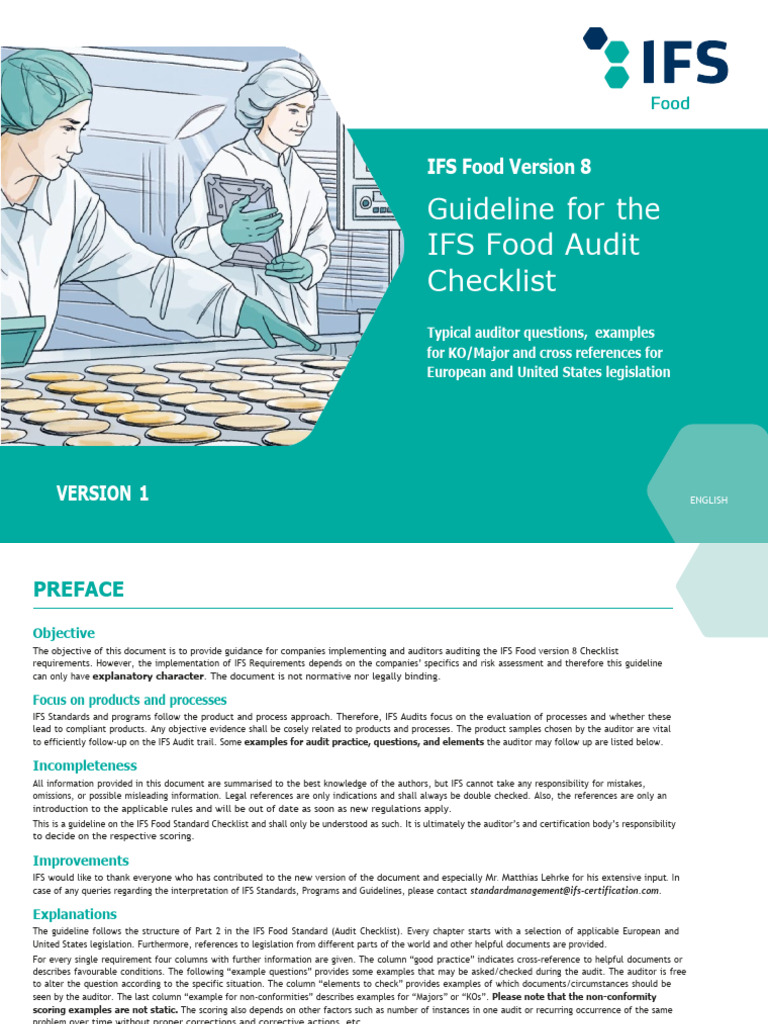 IFS Food v8 Audit Checklist Guideline v1 en 1712750463 | PDF | Audit | Food Safety