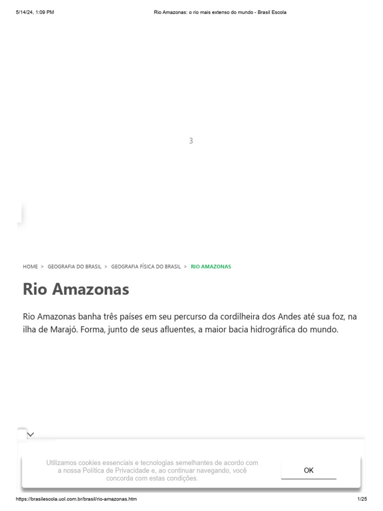 Rio Amazonas - o Rio Mais Extenso Do Mundo - Brasil Escola | PDF | Rio ...