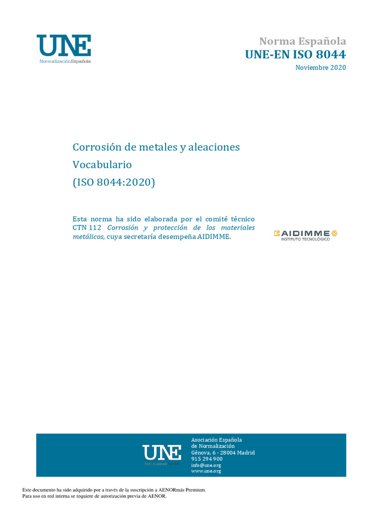 Vocabulario de Corrosión ISO 8044:2020 | PDF | Corrosión | Electrodo