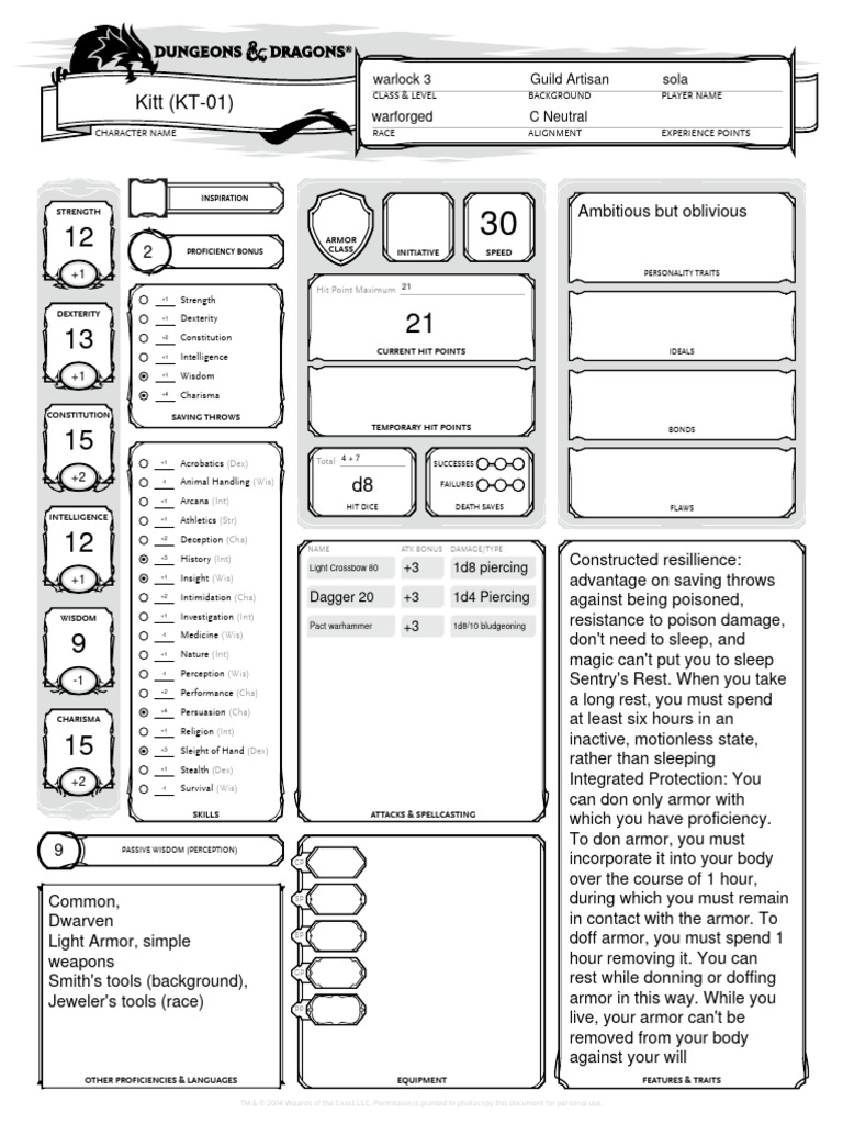 dnd.c.sheet | PDF | Gaming | Tabletop Games