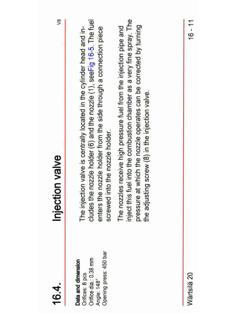 W20 fuel injector spare, operating pressure, torque details | PDF