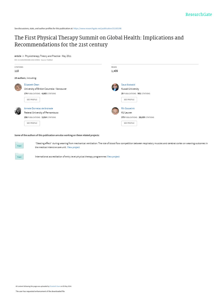 First Summit PTP2011 | PDF | Physical Therapy | Chronic Condition