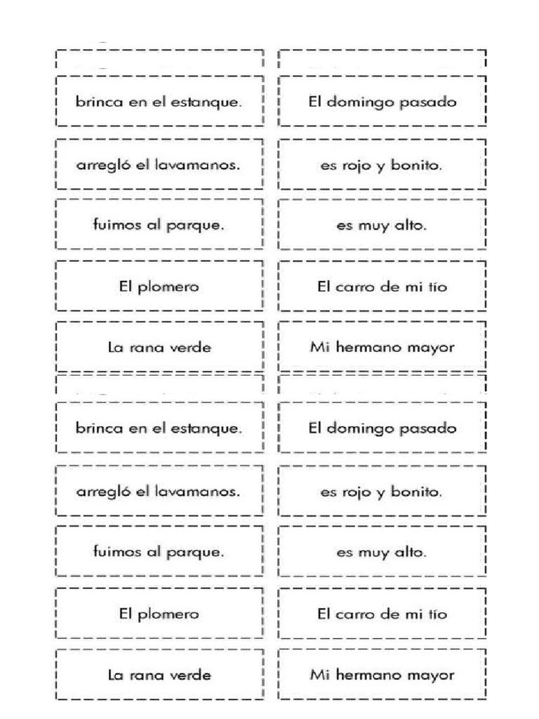 Recortar y Armar Oraciones S Y P | PDF
