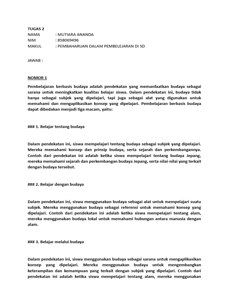 Tugas 2 Pembaharuan Dalam Pembelajaran | PDF