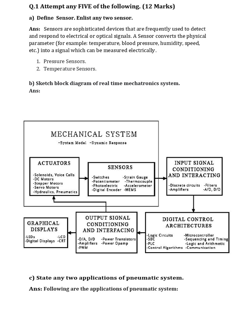 MEC - Mechatronics Solved Answersheet | PDF | Electric Motor | Actuator