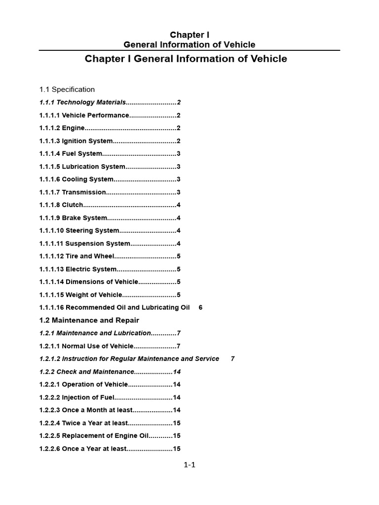 1 - General Information of Vehicle | PDF | Motor Oil | Fuel Injection