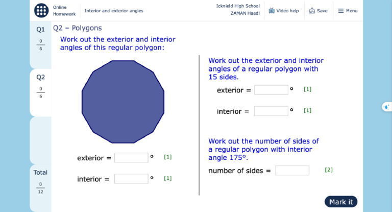 MyMaths Homework - Interior Exterior Angles (14.05.2024 16 - 40) .PNG | PDF